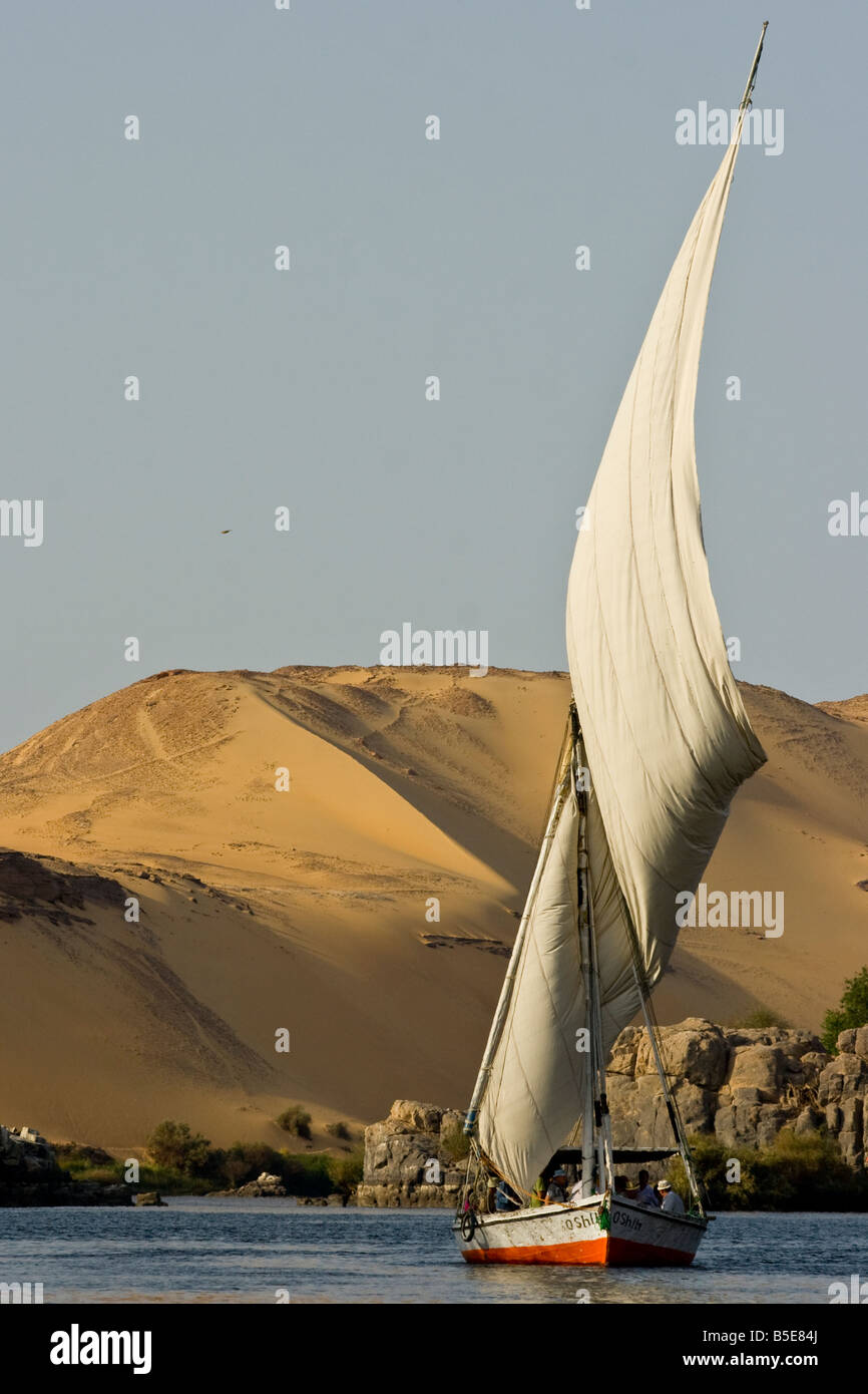 Felucca Sailboat on the Nile River in Aswan Egypt Stock Photo - Alamy