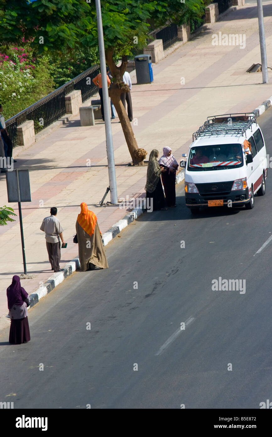 People Waiting for Minivan Transportation in Aswan Egypt Stock Photo ...