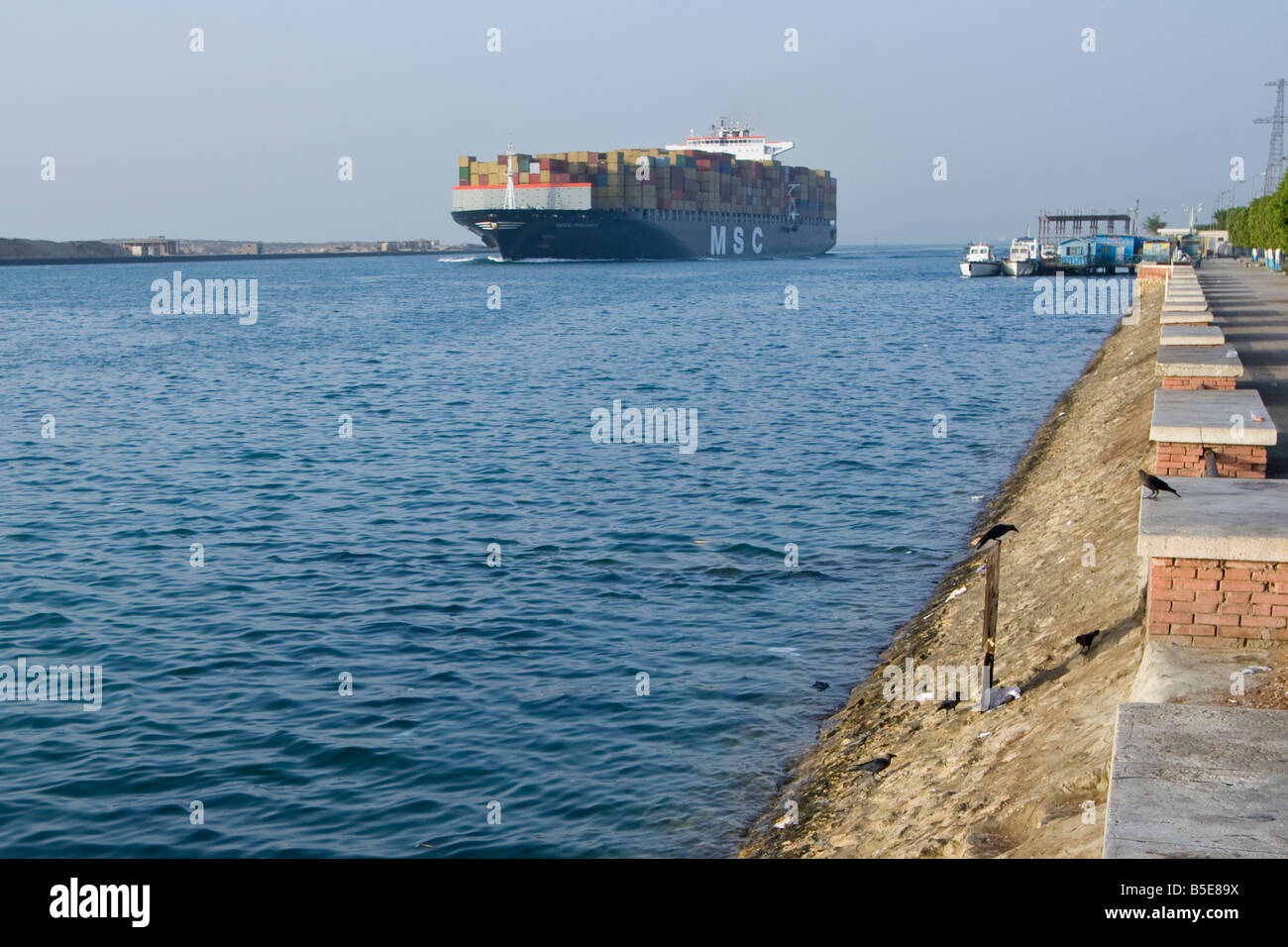 Cargo Ship Passing Through the Suez Canal in Suez Egypt Stock Photo - Alamy