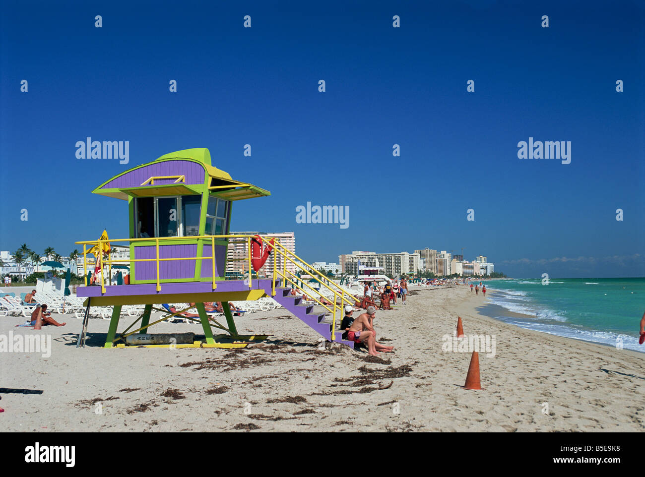 Art Deco lifeguard station on South Beach Miami Beach Florida USA F ...
