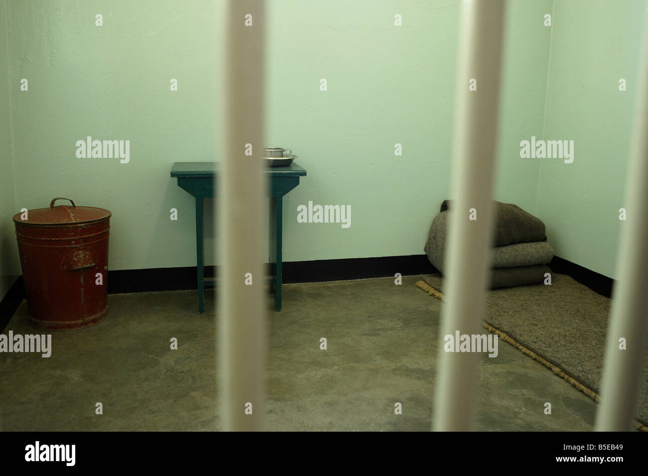 The Prison Cell of Nelson Mandela during his sentence at Robben Island ...
