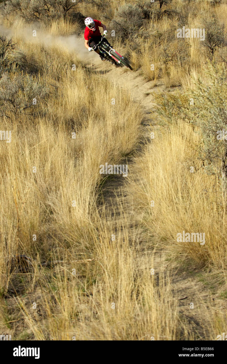 Downhill driver rushing on a path Stock Photo - Alamy