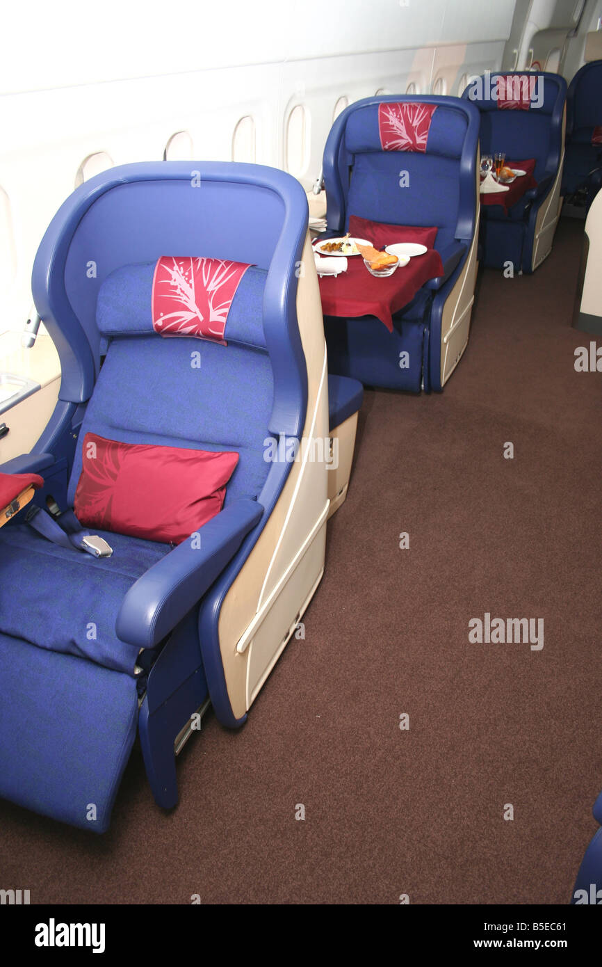 First class seating on Malaysian Airlines 747 jumbo Stock Photo - Alamy