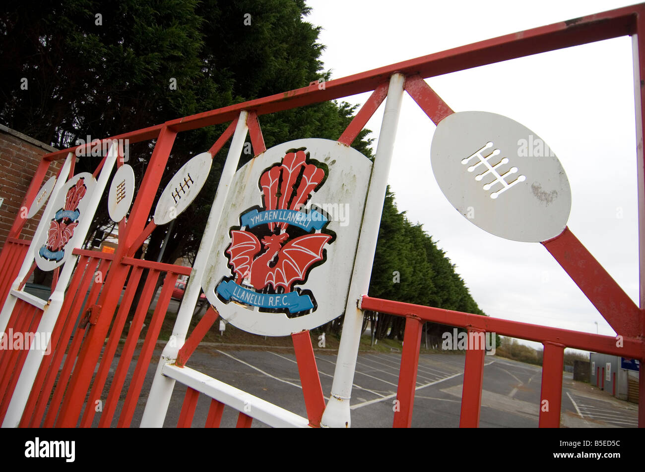 The gates of Stradey Park rugby ground in Llanelli, the former ground ...