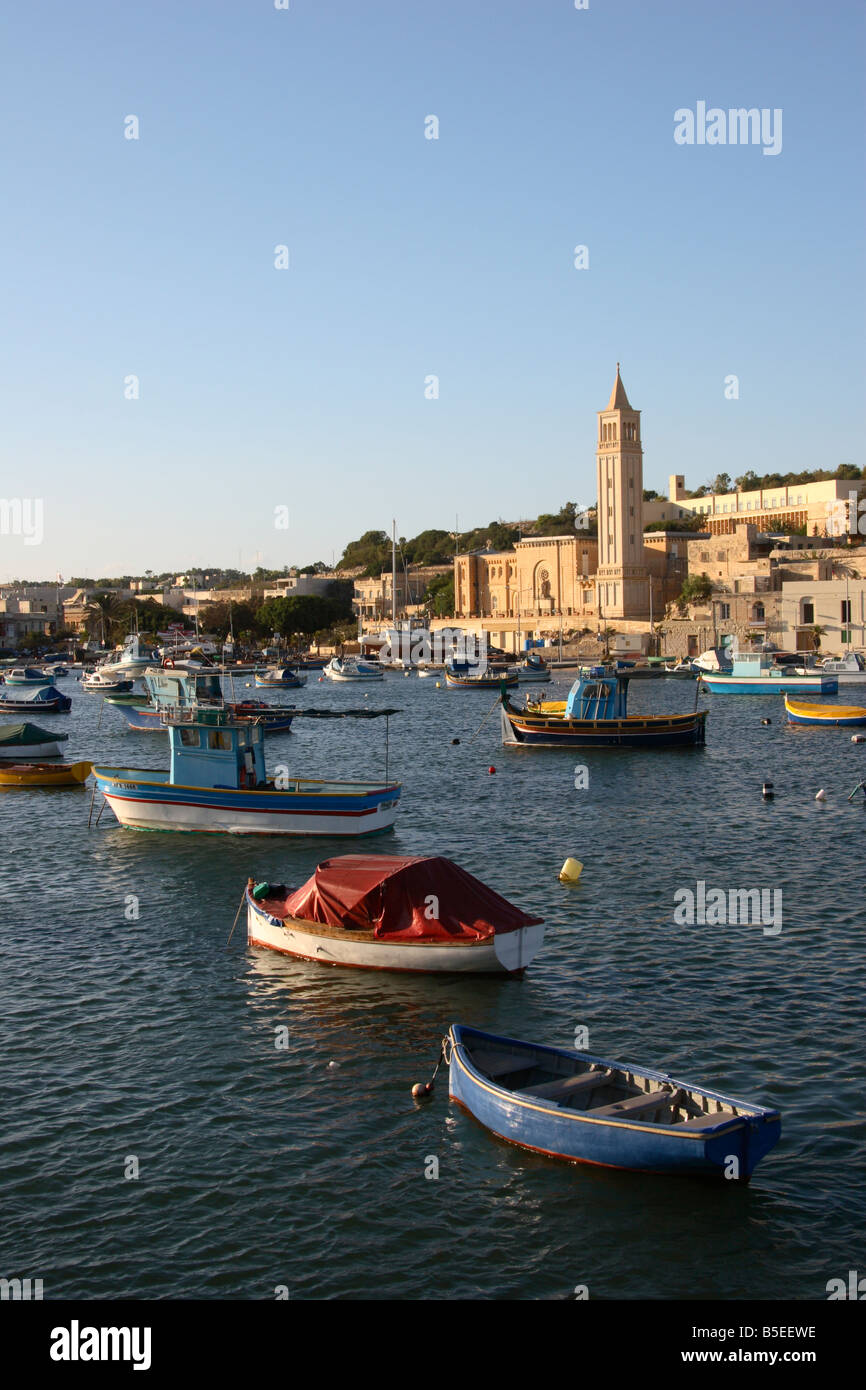 Marsaskala harbour, late afternoon, Malta Stock Photo - Alamy