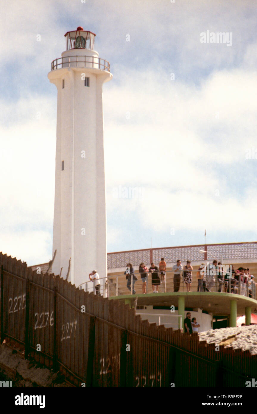 A view of the lighthouse in Mexico at the International Border at ...