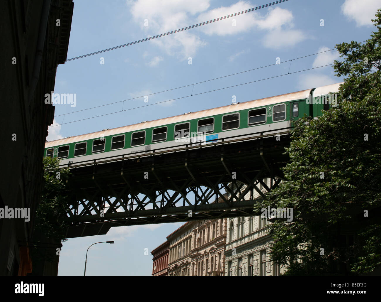 czech suburban train crossing bridge in Prague June 2008 Stock Photo ...