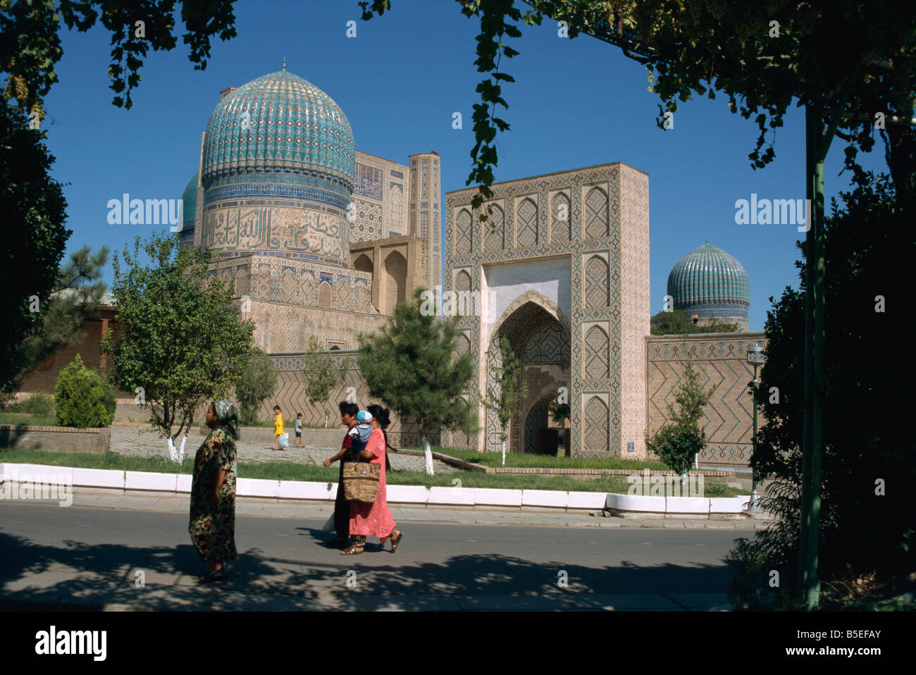 On the street in front of Bibi Khanym Mosque Samarkand Uzbekistan ...