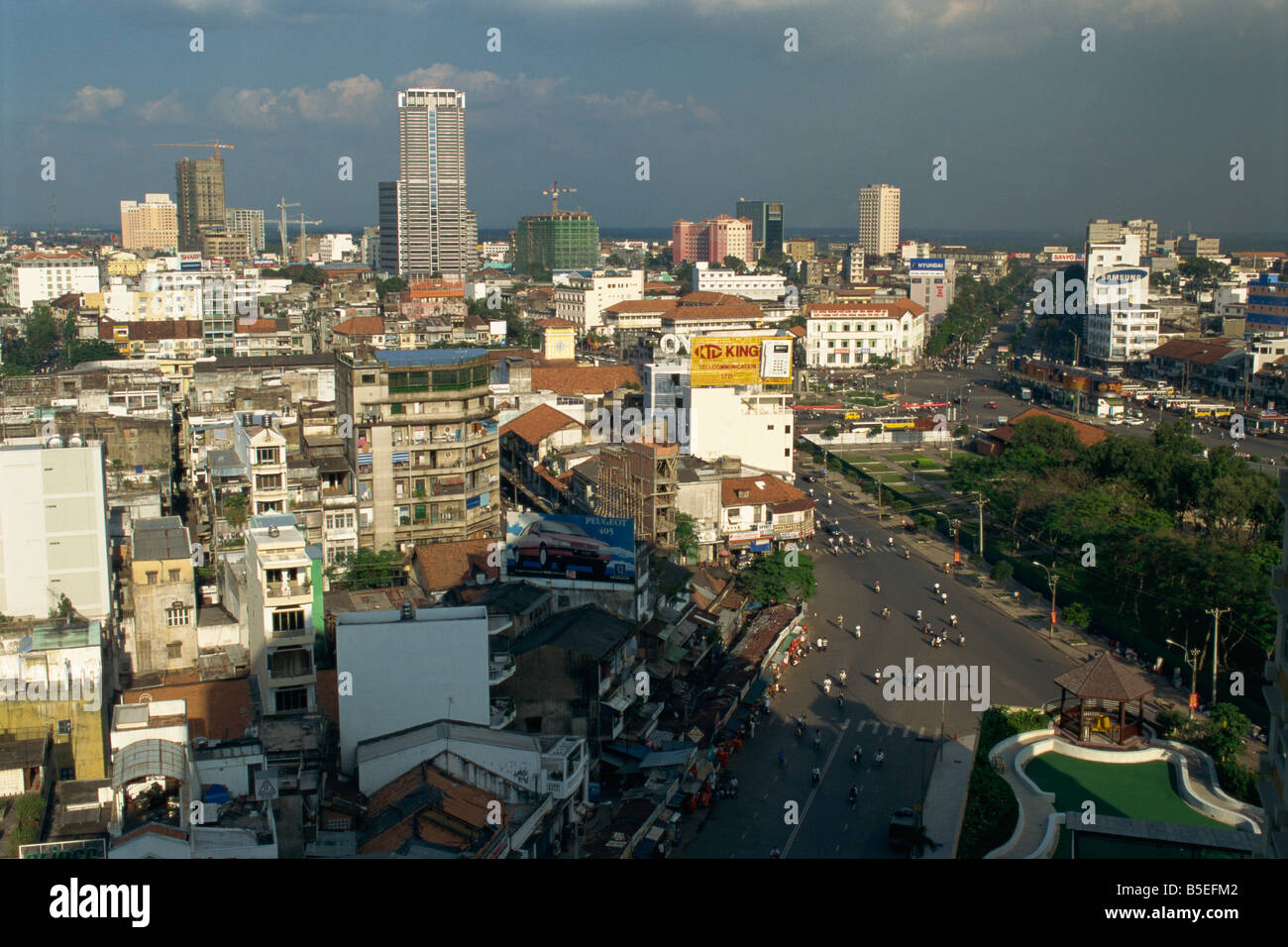 City skyline and modern construction of buildings in Ho Chi Minh City ...