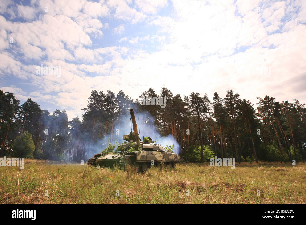 tank rides on the field Stock Photo - Alamy