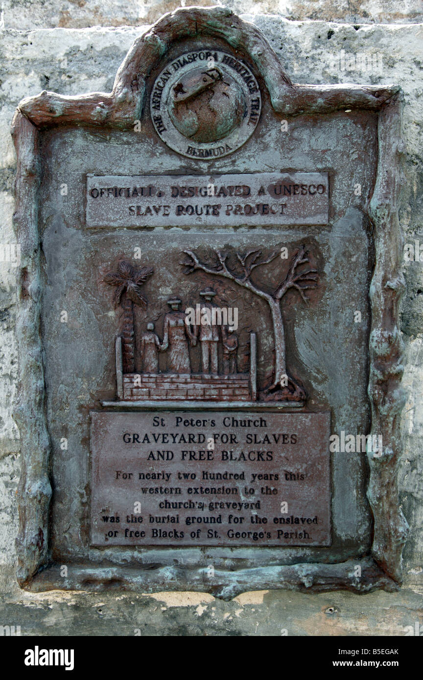 Plaque commemorating the burial ground for slaves and free blacks of St ...