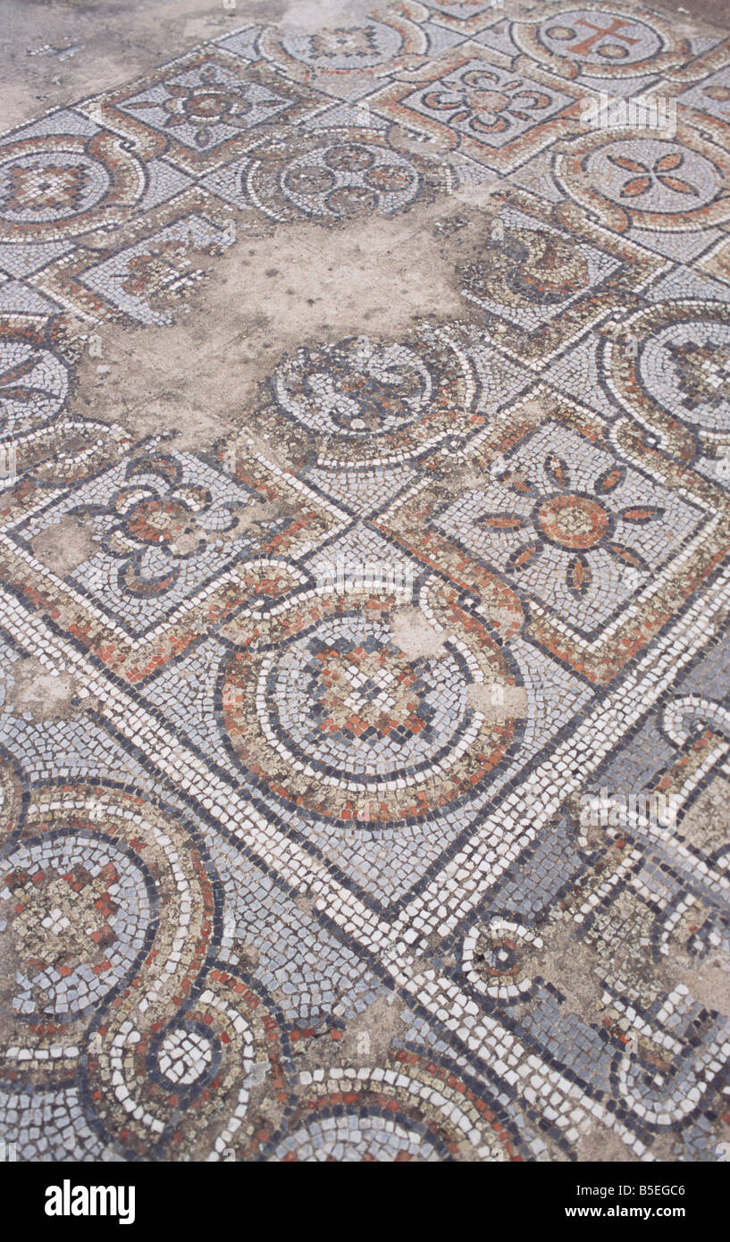 Roman mosaic on Crete Greece Stock Photo - Alamy