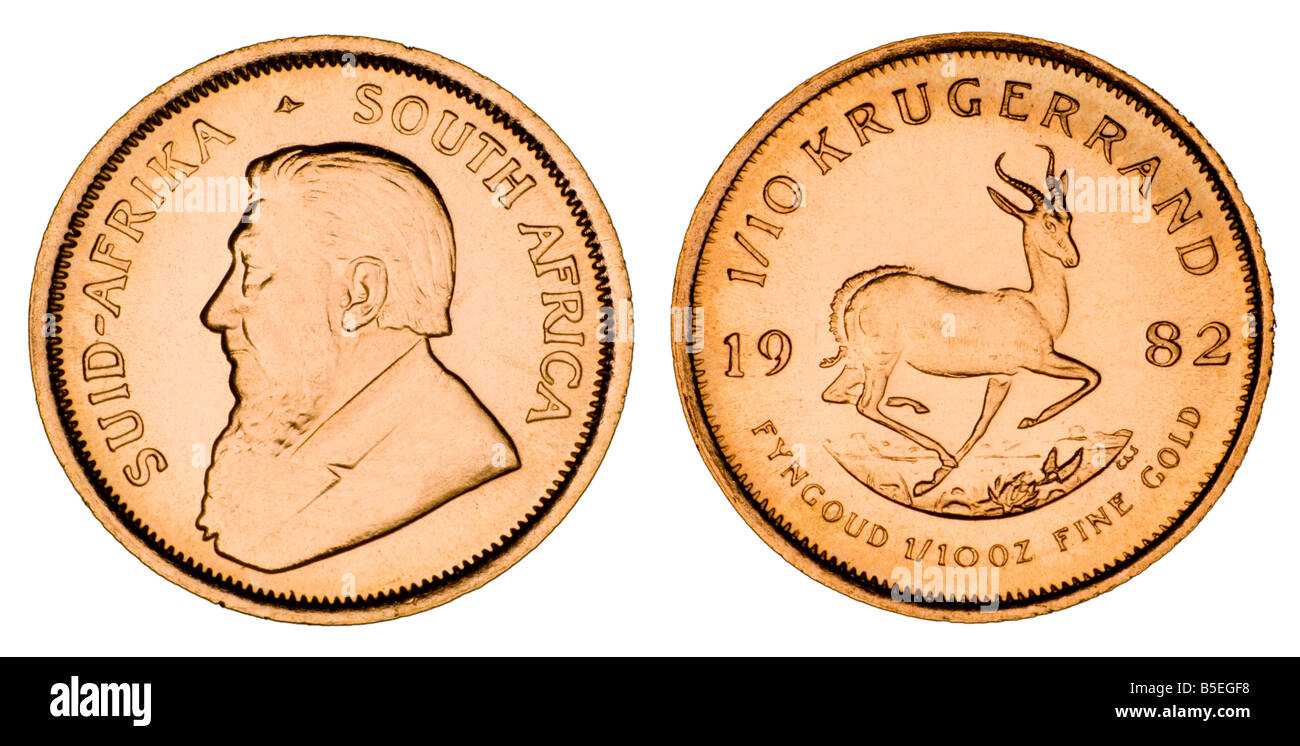 Gold 1/10th Krugerrand coin Stock Photo - Alamy