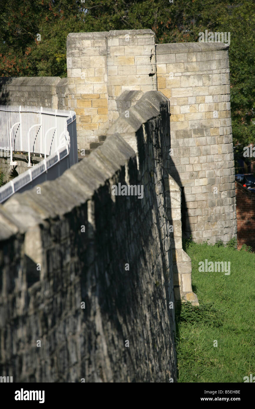 City of York, England. The northern aspect of York City Wall walkway ...