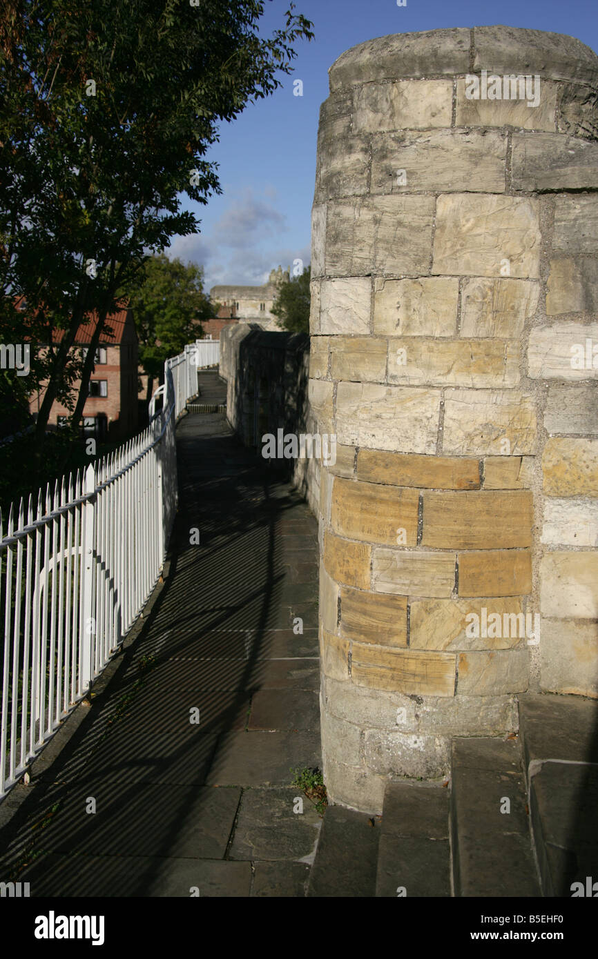 City of York, England. The north west sector of York City Wall adjacent ...
