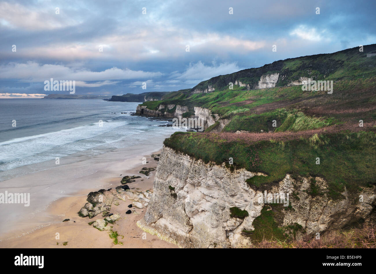 Whiterocks Beach in Portrush, Northern Ireland at sunset Stock Photo ...