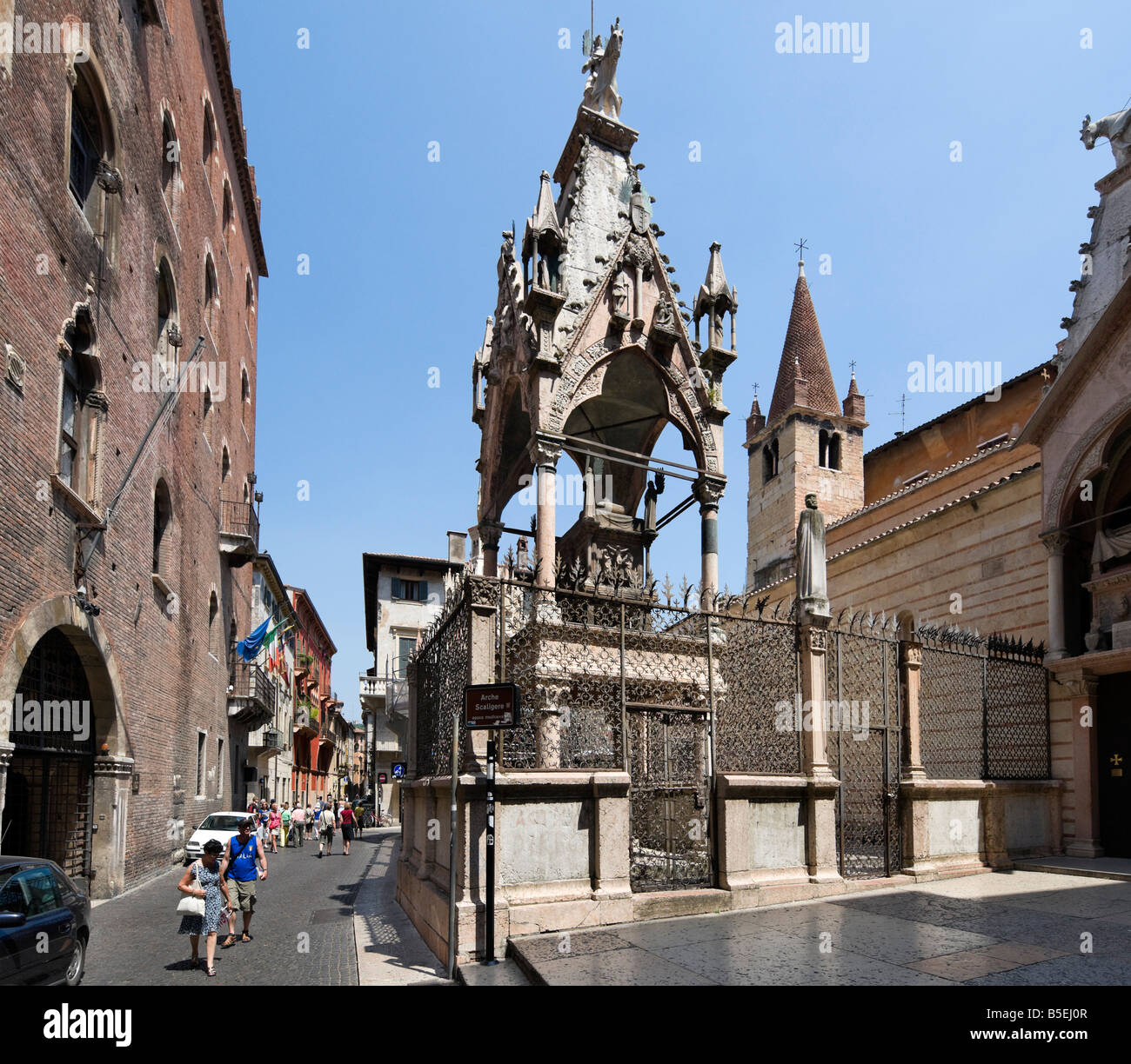 Cobbled street with the Arche Scaligeri funerary monuments outside the ...