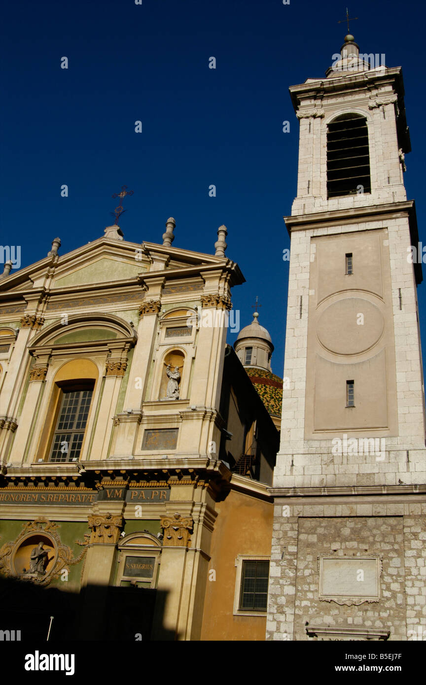 Classical church and bell tower in nice france hi-res stock photography ...