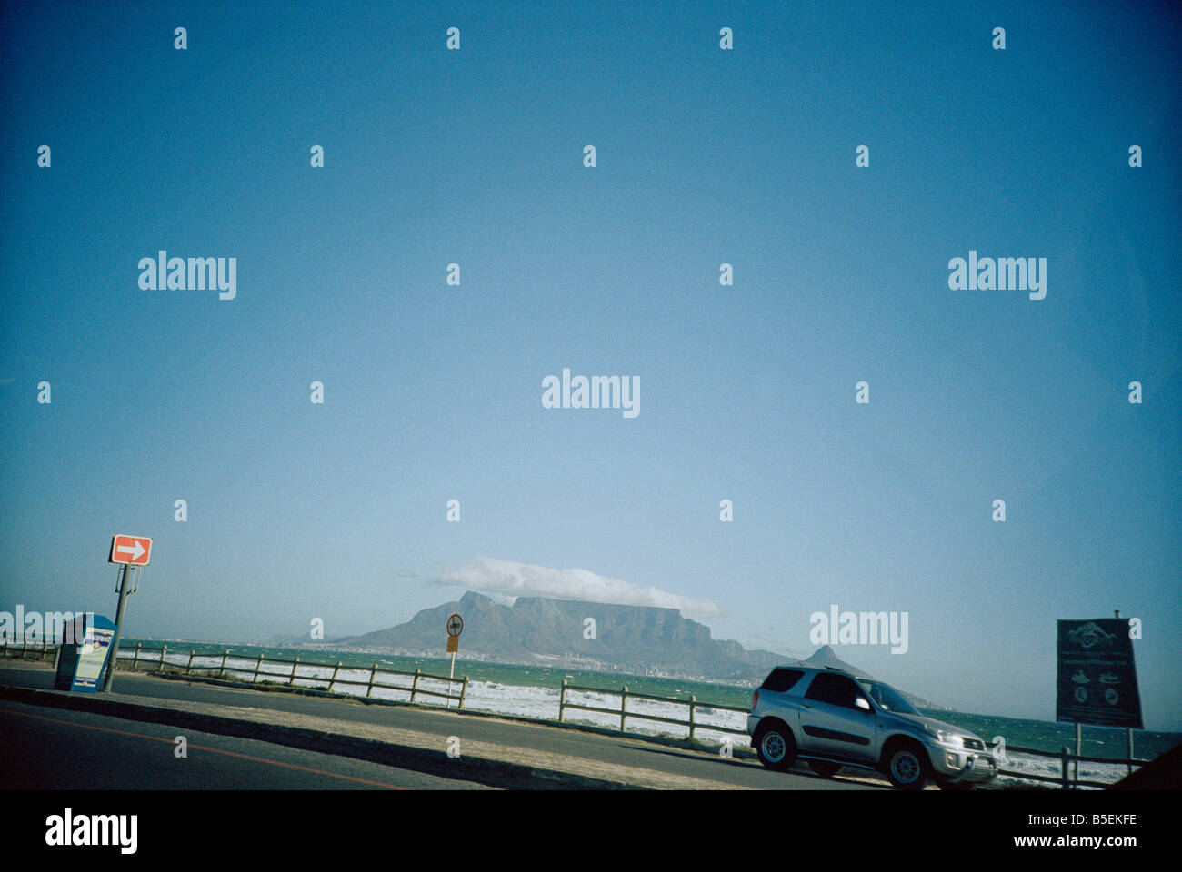 South Africa, Western Cape, Cape Town road with Table Mountain in the ...