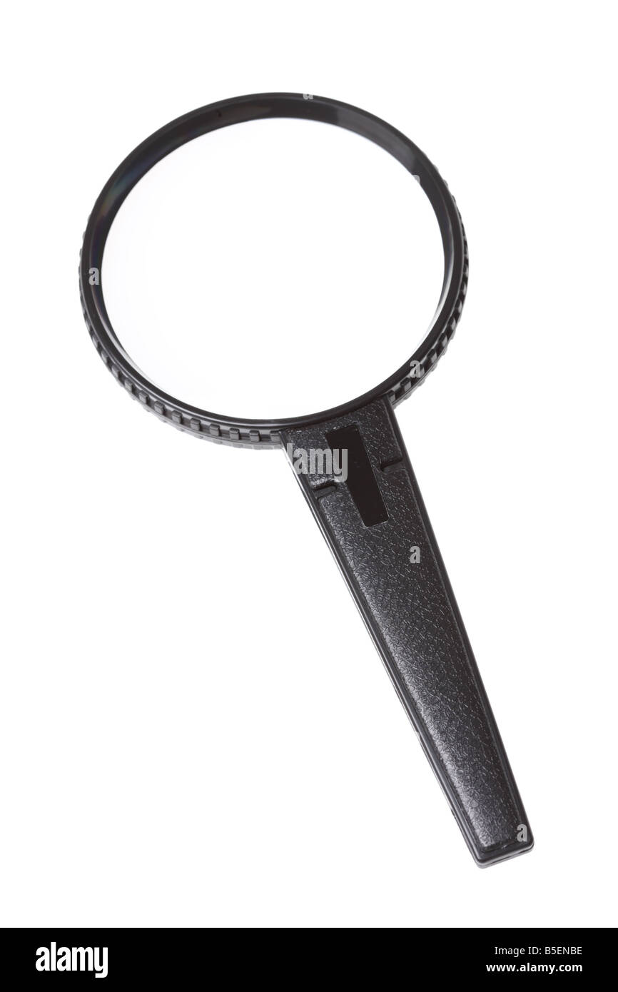 Magnifying glass cutout on white background Stock Photo - Alamy