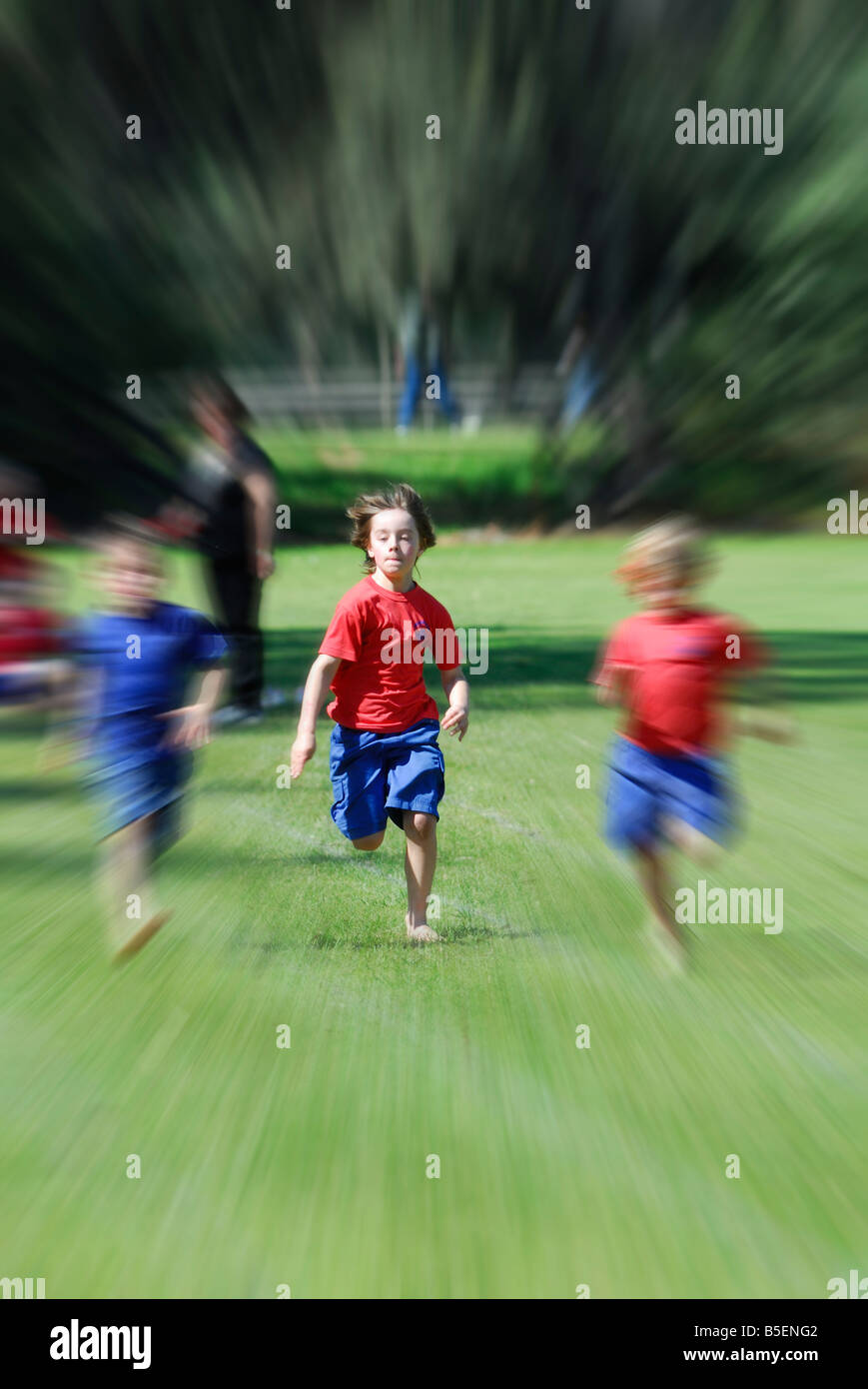 Children running at Primary School Athletics Carnival, Australia Stock ...
