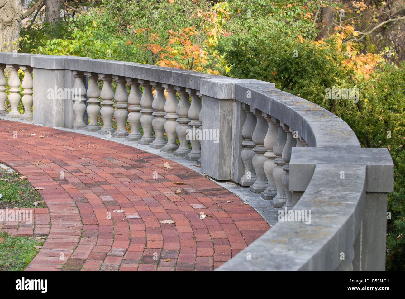 balustrade lining a brick walkway in a formal garden Stock Photo - Alamy