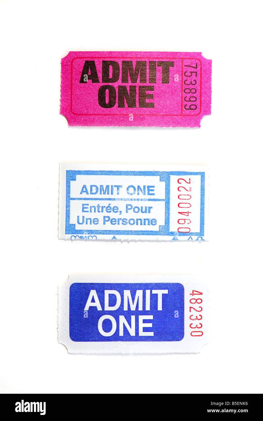 Three raffle tickets close up isolated on white background Stock Photo ...