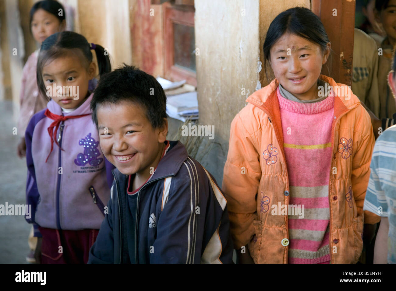 Children at a boarding school in the small village of Haixi near the ...