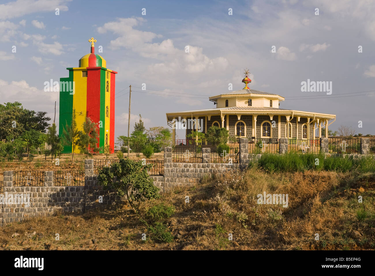 Church and Ethiopian flag colours in Bahir Dar near lake Tana, Ethiopia ...