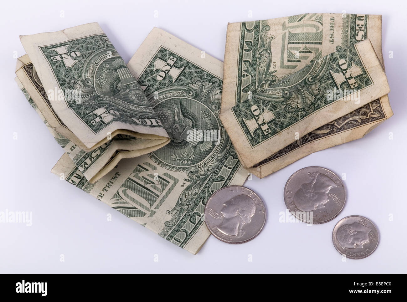 last money small dollar banknotes and coins Stock Photo - Alamy