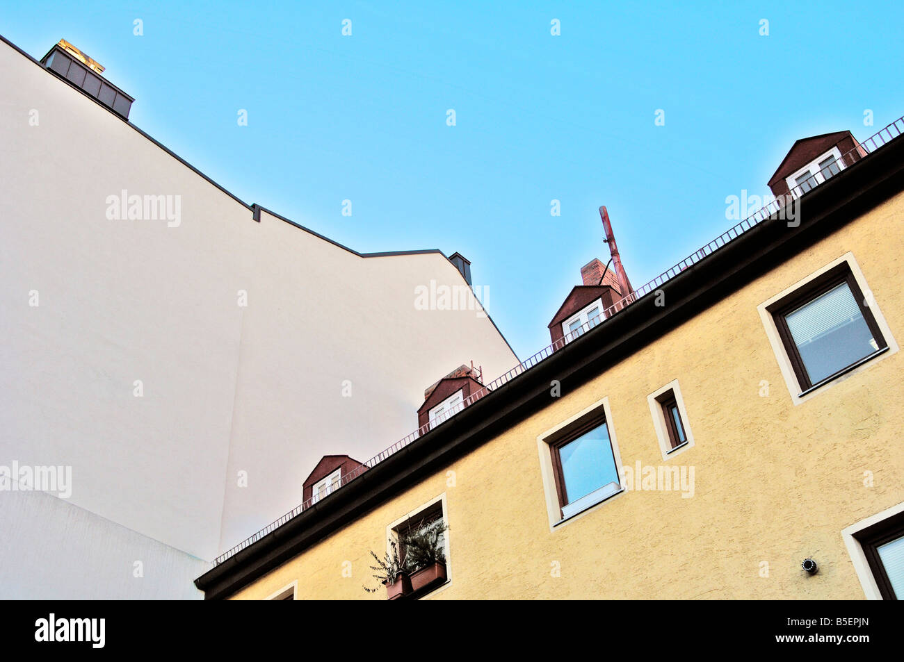 Germany, Bavaria, Munich, Residential houses, facades, backyard Stock ...