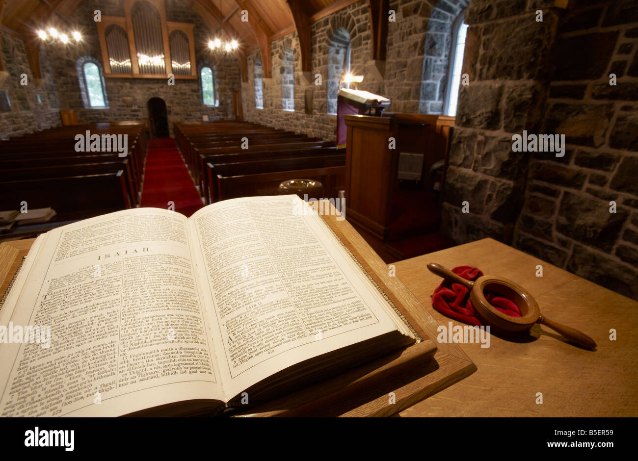 Altar in a small rural church in the Scottish Highlands in Scotland ...