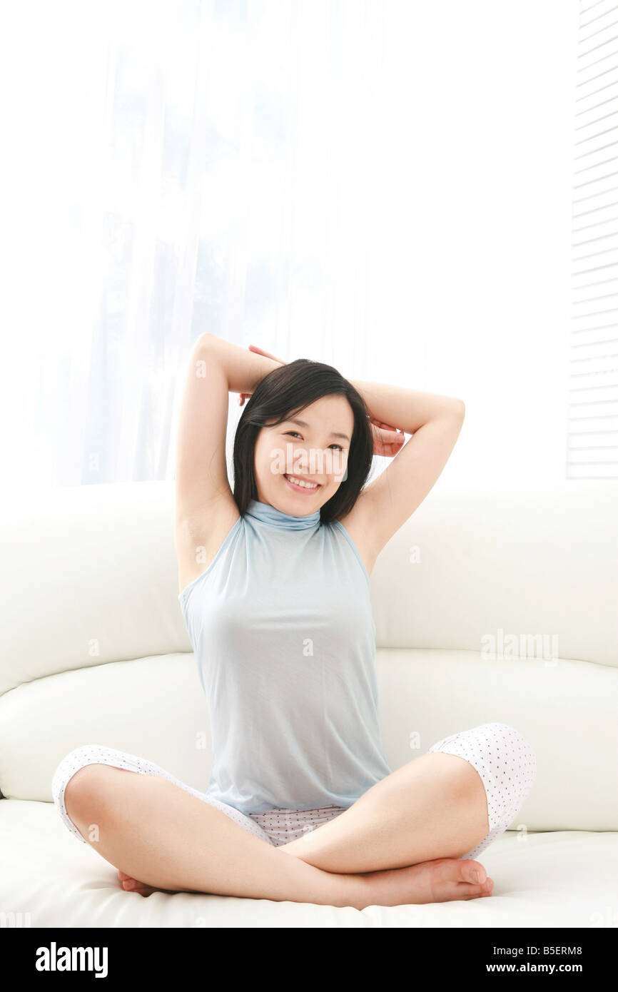 Young Woman at Home Stock Photo - Alamy