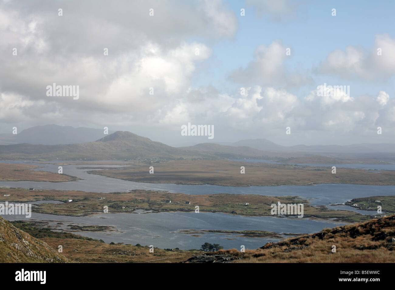 The Mamturk Mountains from the summit of Errisbeg above Roundstone and ...