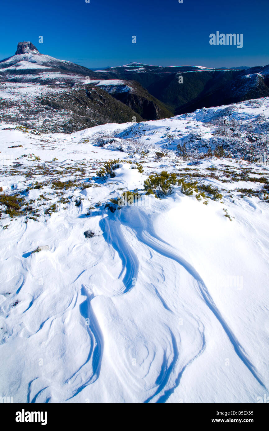 Australia Tasmania Cradle Mt Lake St Clair National Park Snow drifts on ...