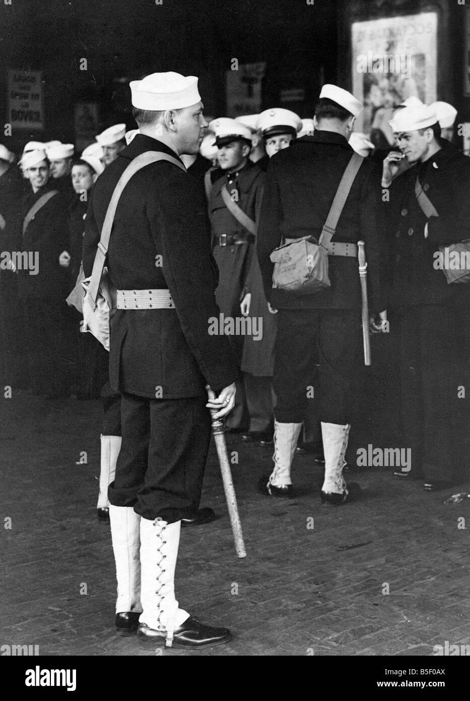 American Naval policeman photographed at Kings Cross station in London ...