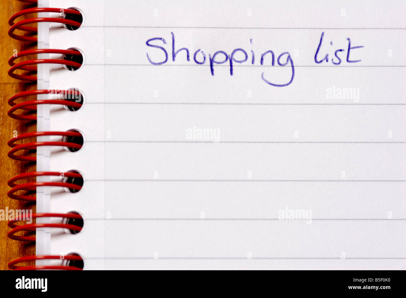 Writing a shopping list Stock Photo - Alamy