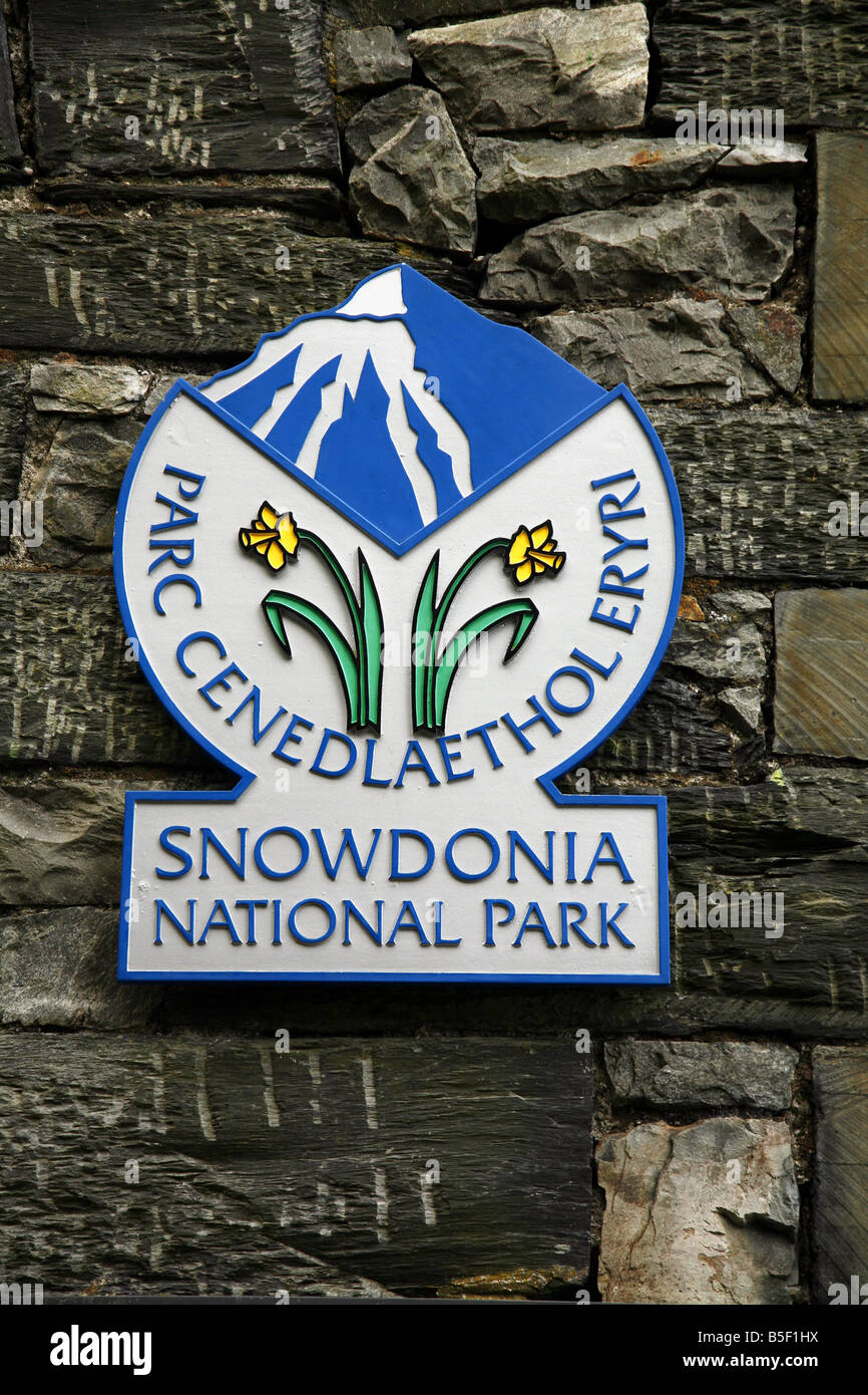 Snowdonia National Park sign in the popular Welsh village of Betws-y ...