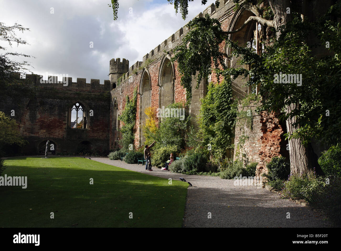 Medieval buildings of the courtyard at the Bishops Palace in the small ...