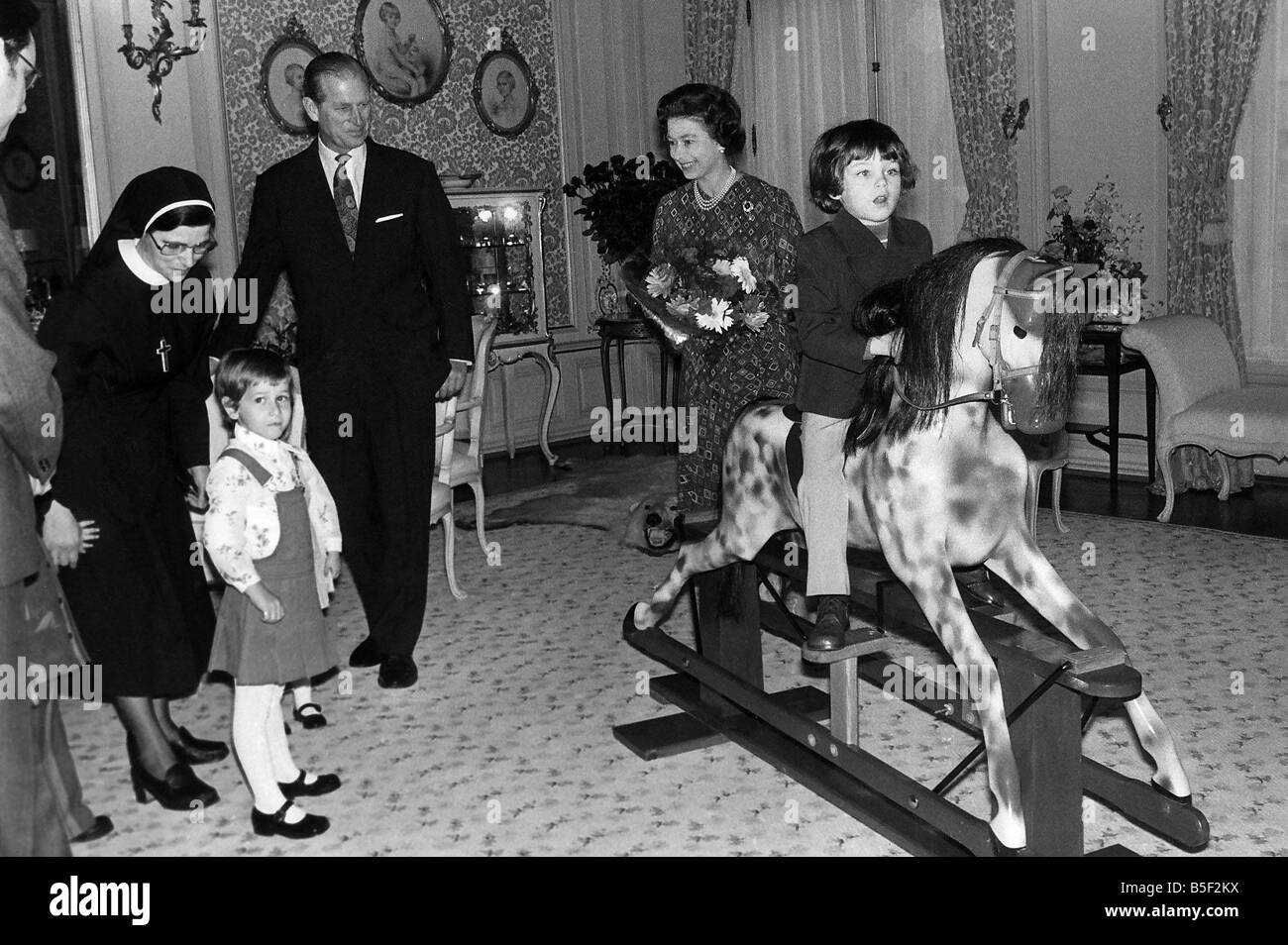 Queen and Duke present a traditional British rocking horse of Victorian ...