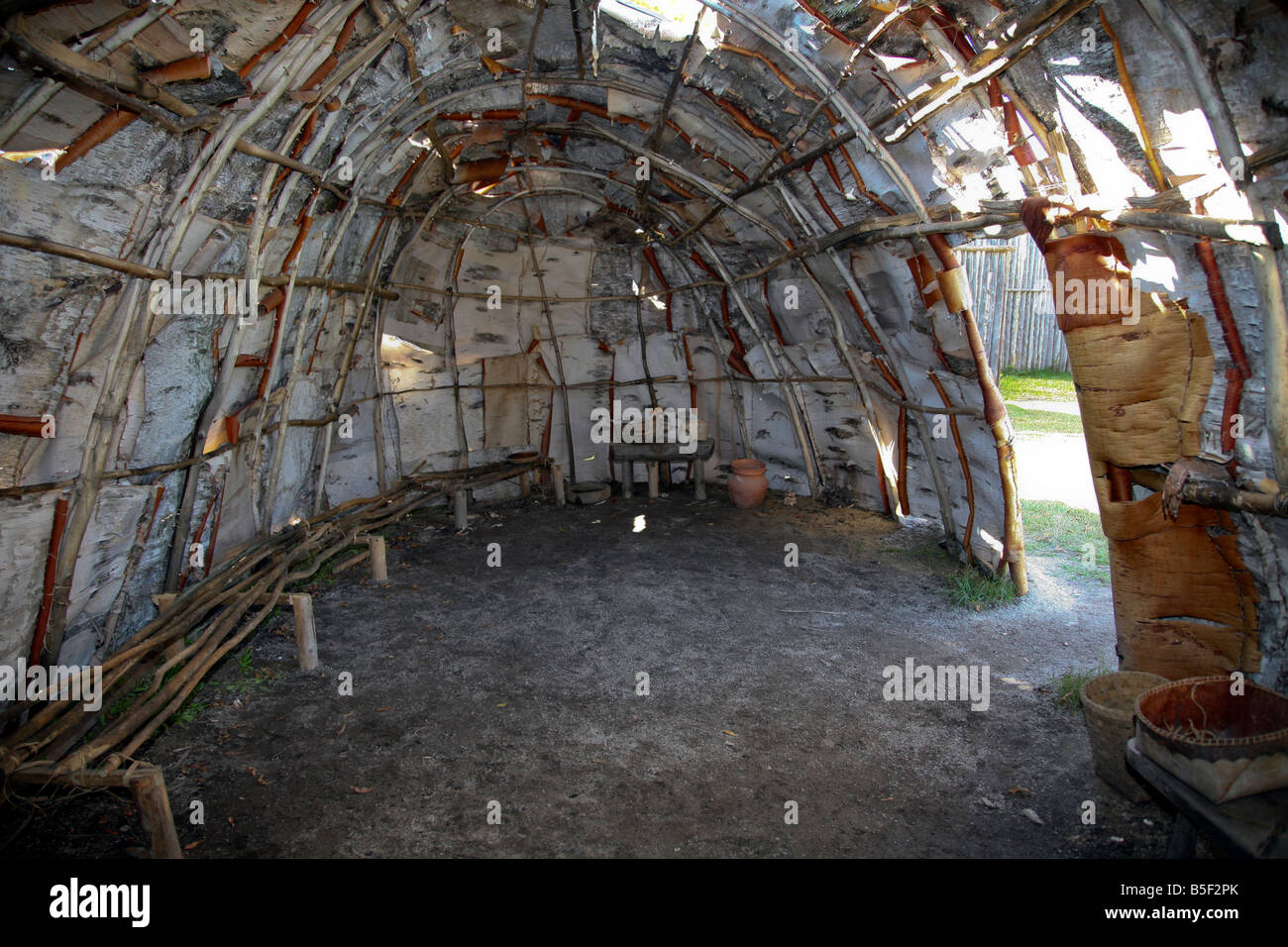 Huron Longhouse at the authentic Huron Indian Village in Midland Stock ...
