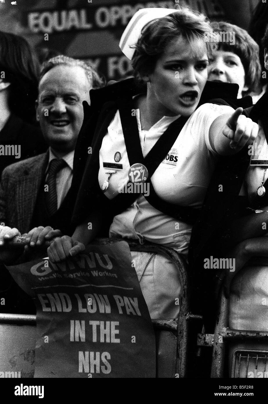 Nurse Shirley Lawson nee McNeill protesting outside the Holiday Inn ...