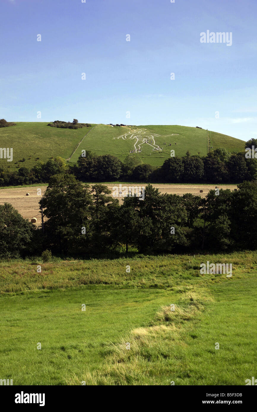The Cerne Giant, situated on a hill above the Dorset village of Cerne ...