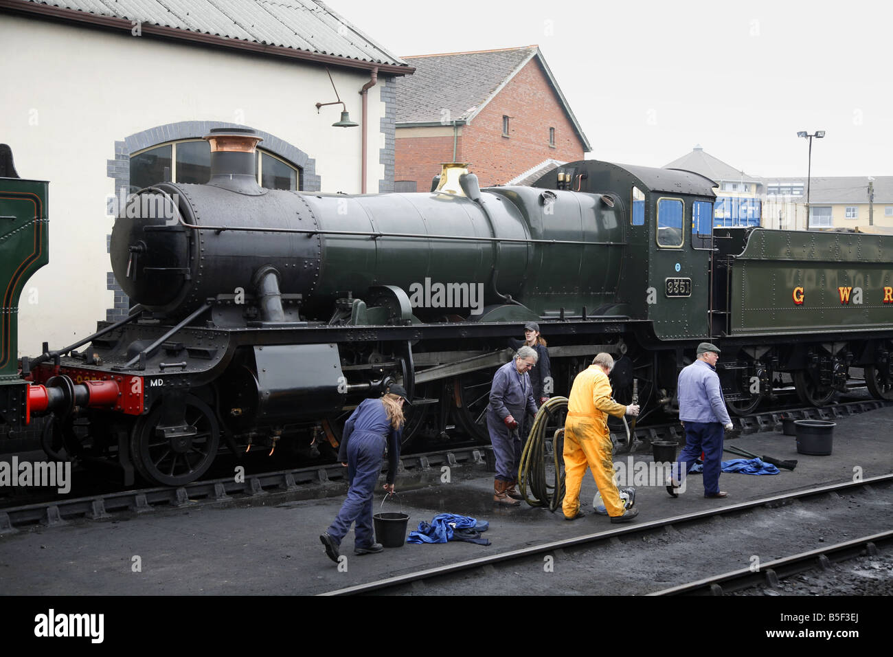 Steam engines near the engine sheds of the West Somerset Railway at ...