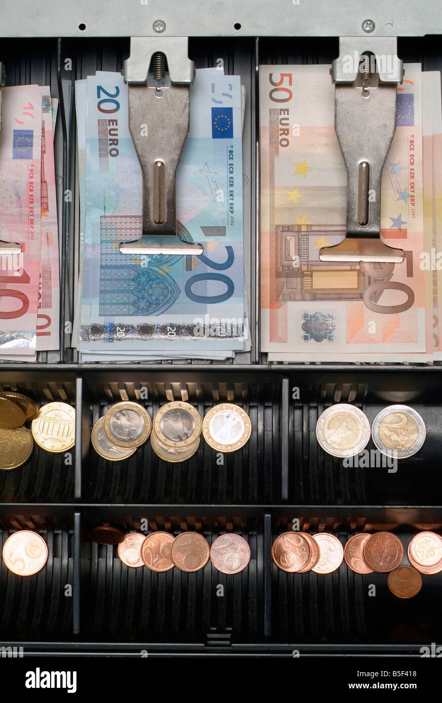 Cash register with money (Euro Stock Photo - Alamy