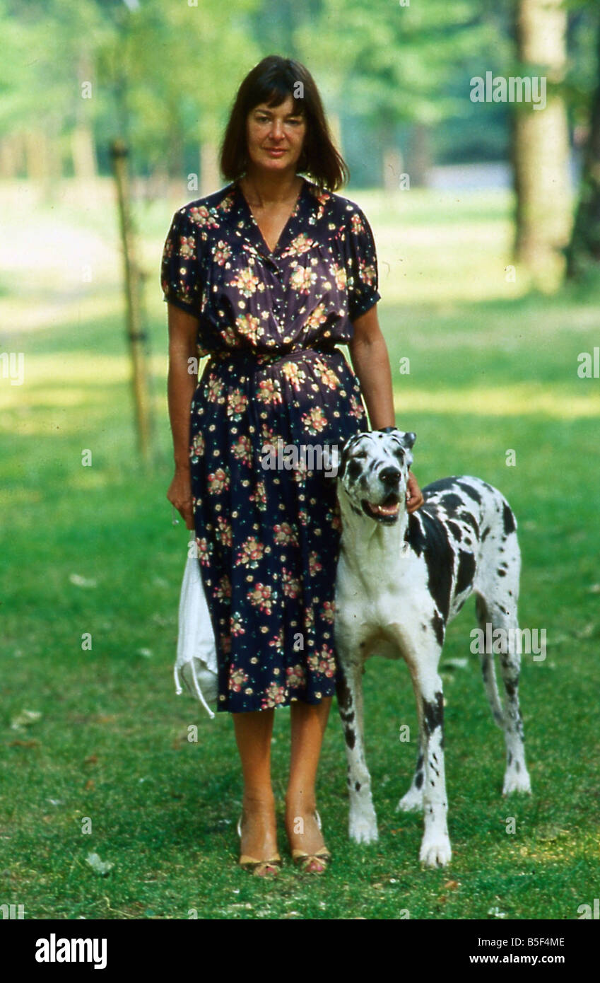 Verity Lambert walking her dog July 1984 Stock Photo - Alamy