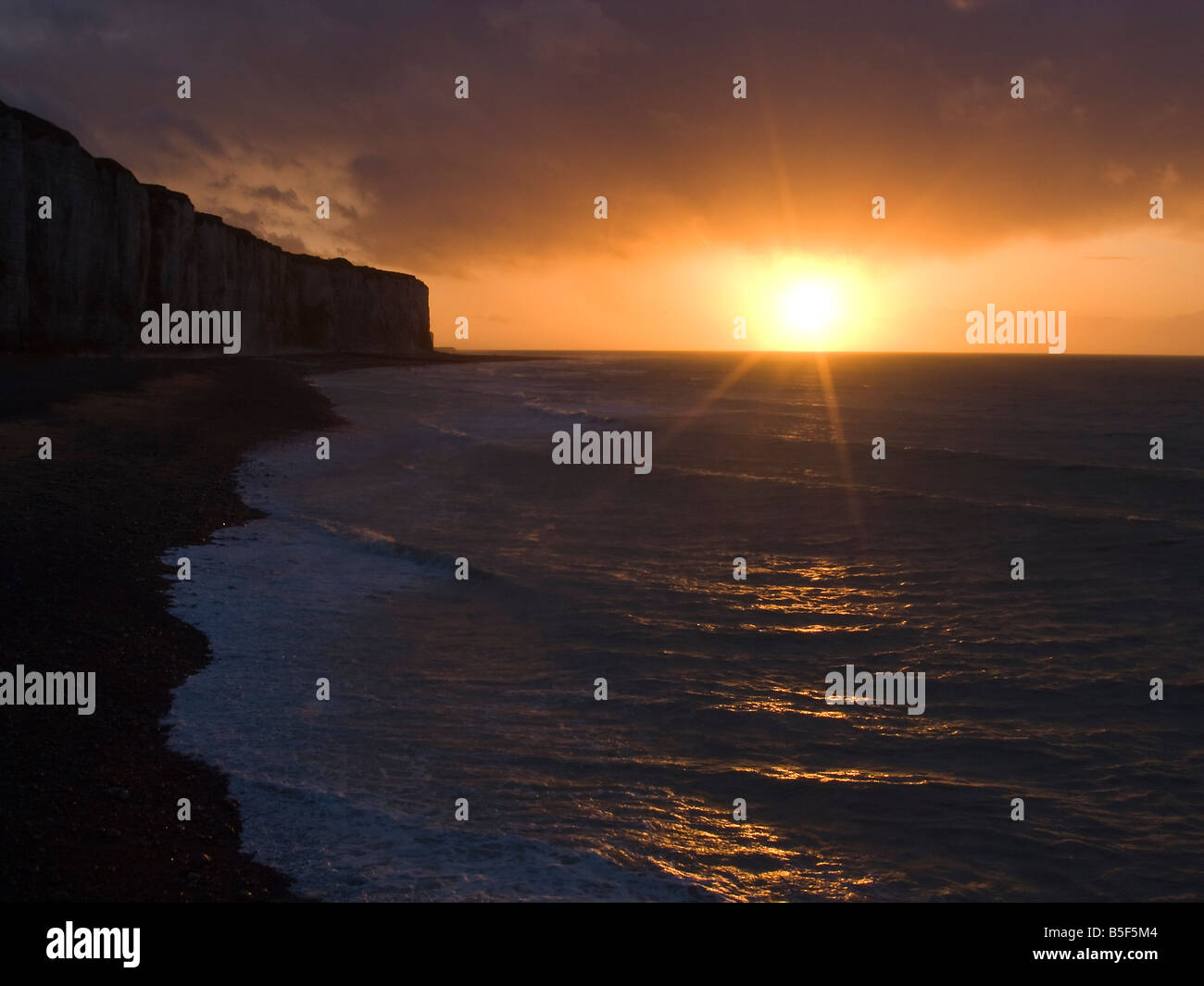 France sunset in Normandy cliffs, St Valery-en-Caux Stock Photo - Alamy