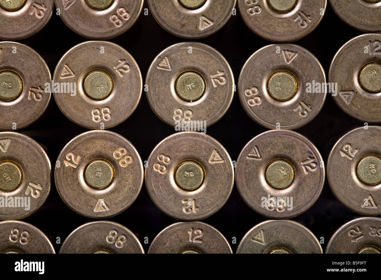 rows of bullets 12 th caliber Stock Photo - Alamy