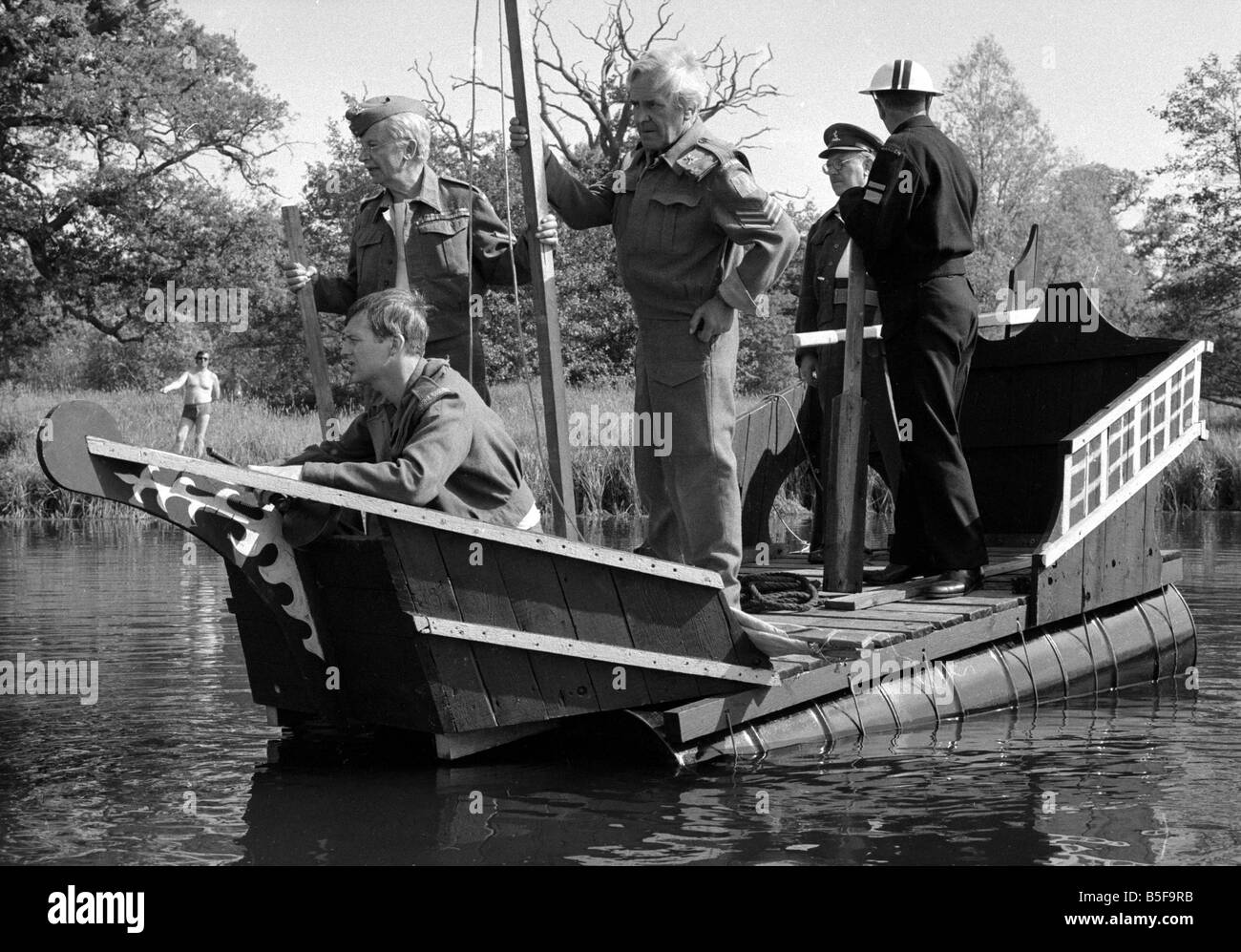 The cast of the wartime comedy series Dads Army take to the water ...