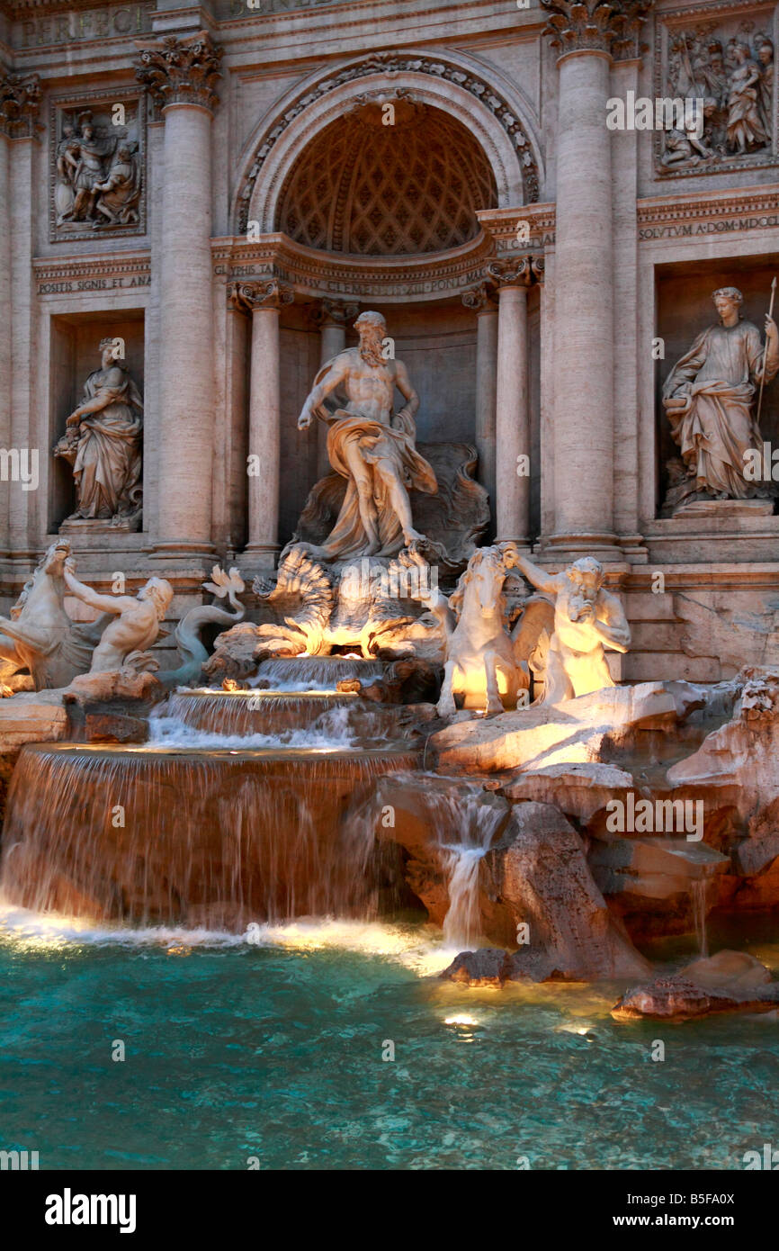 Evening at the Trevi Fountain in the Piazza di Trevi Rome Italy Stock ...